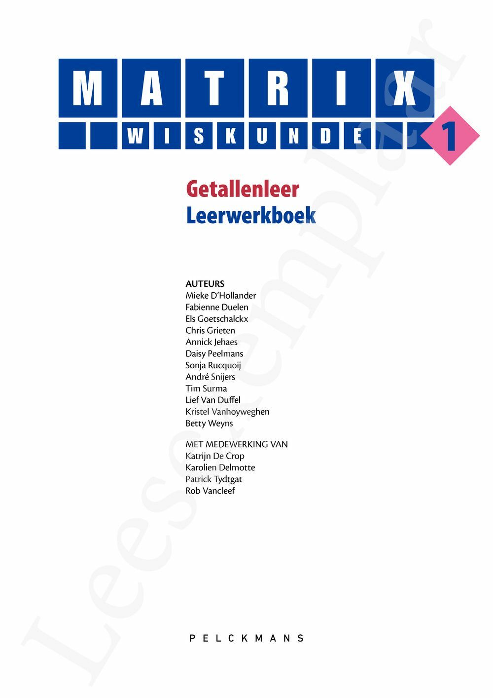 Matrix Wiskunde 1 Getallenleer Leerwerkboek (incl. Vademecum en ...