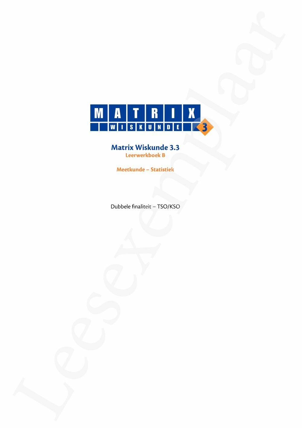 Matrix Wiskunde 3.3 Leerwerkboek B Meetkunde – Statistiek (incl ...