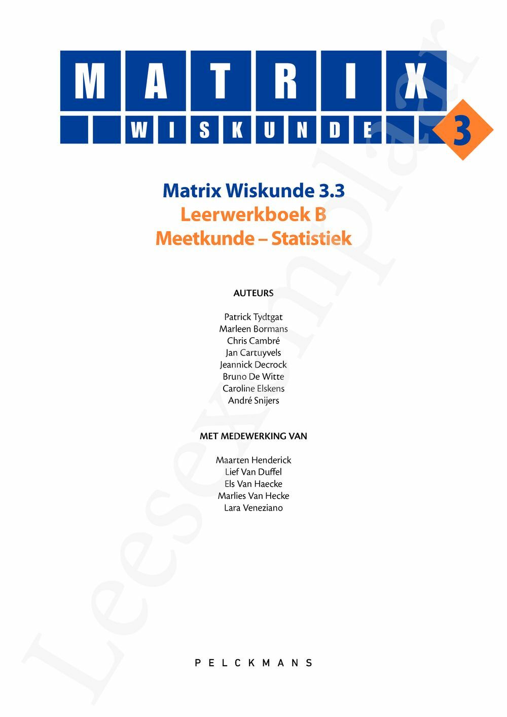 Matrix Wiskunde 3.3 Leerwerkboek B Meetkunde – Statistiek (incl. Pelckmans Portaal) – Wiskunde ...