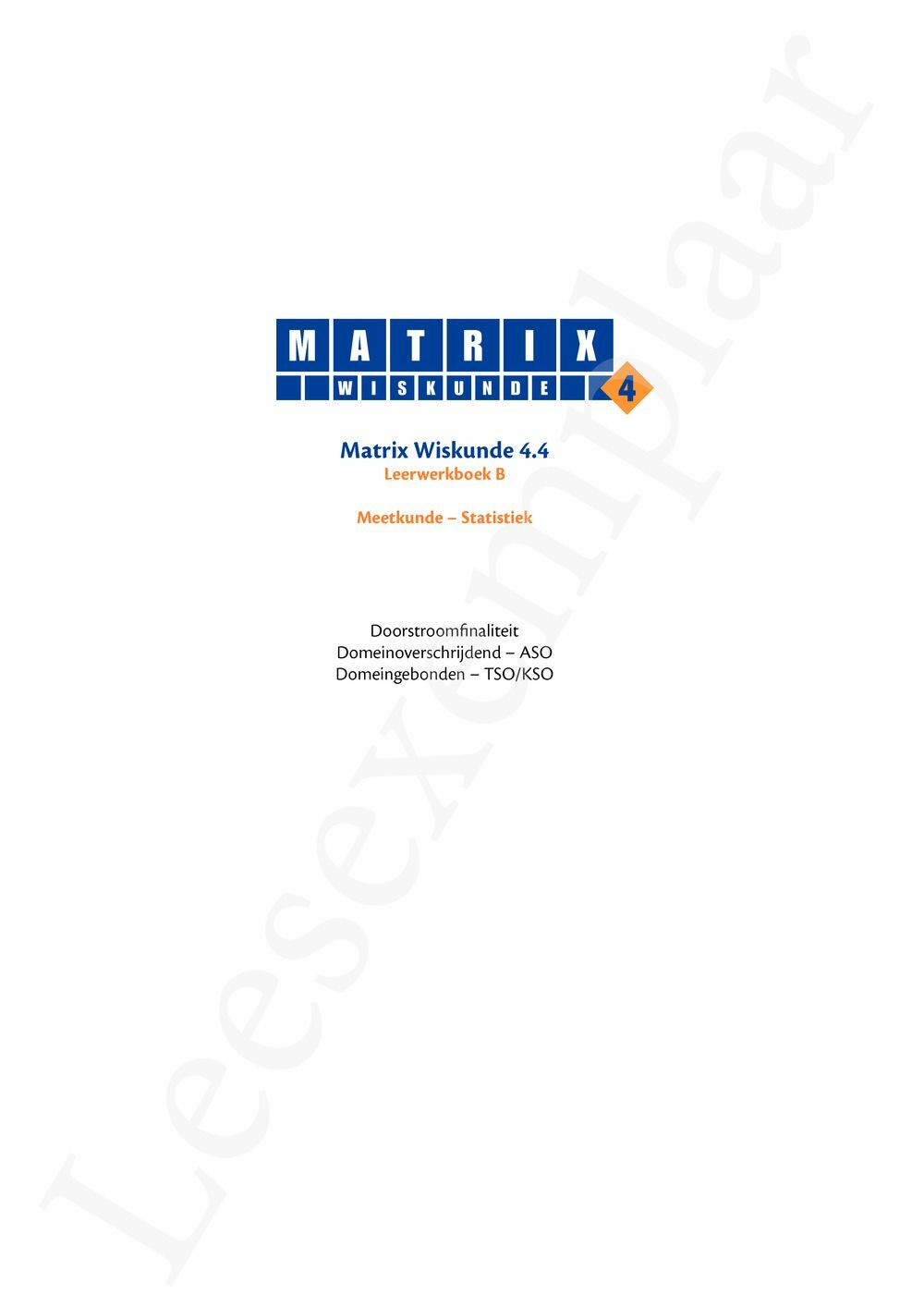 Matrix Wiskunde 4.4 Leerwerkboek B Meetkunde – Statistiek (incl ...