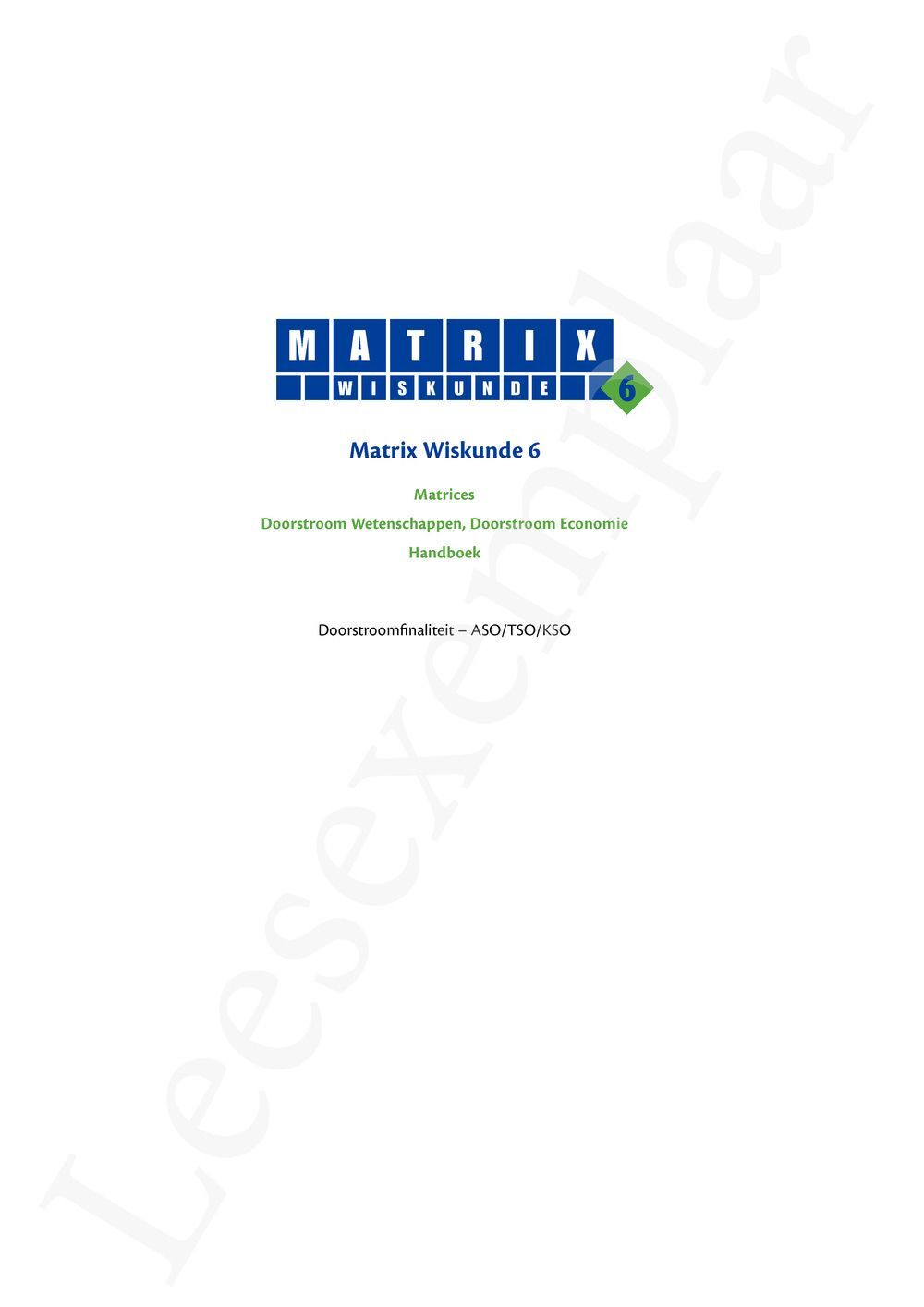 Matrix Wiskunde 6 Matrices Doorstroom Wetenschappen, Doorstroom ...