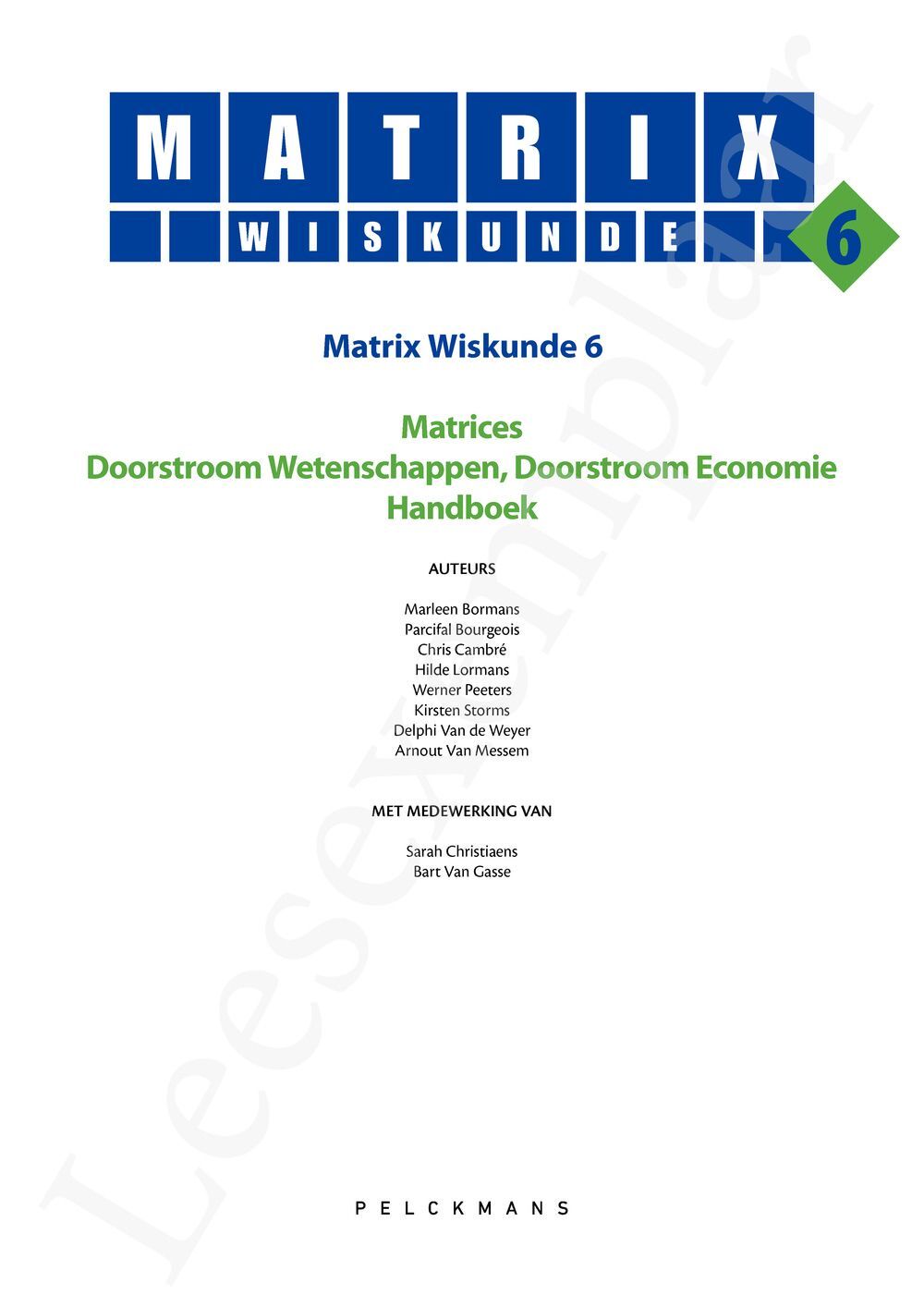 Matrix Wiskunde 6 Matrices Doorstroom Wetenschappen, Doorstroom ...