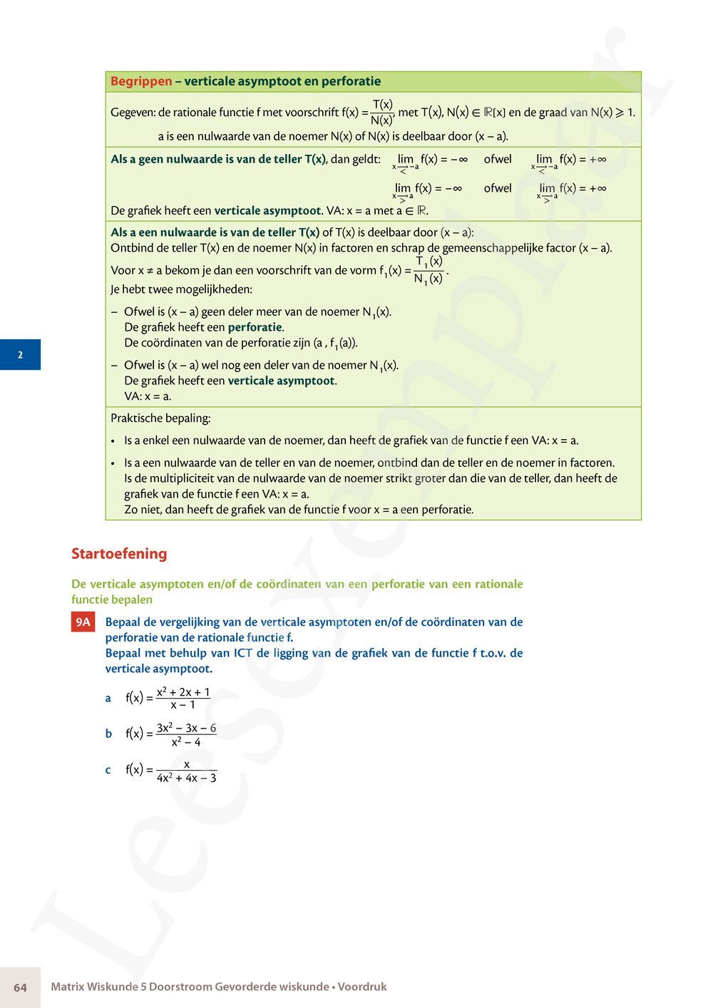 Matrix Wiskunde 5 Analyse deel 1: functieonderzoek Doorstroom ...