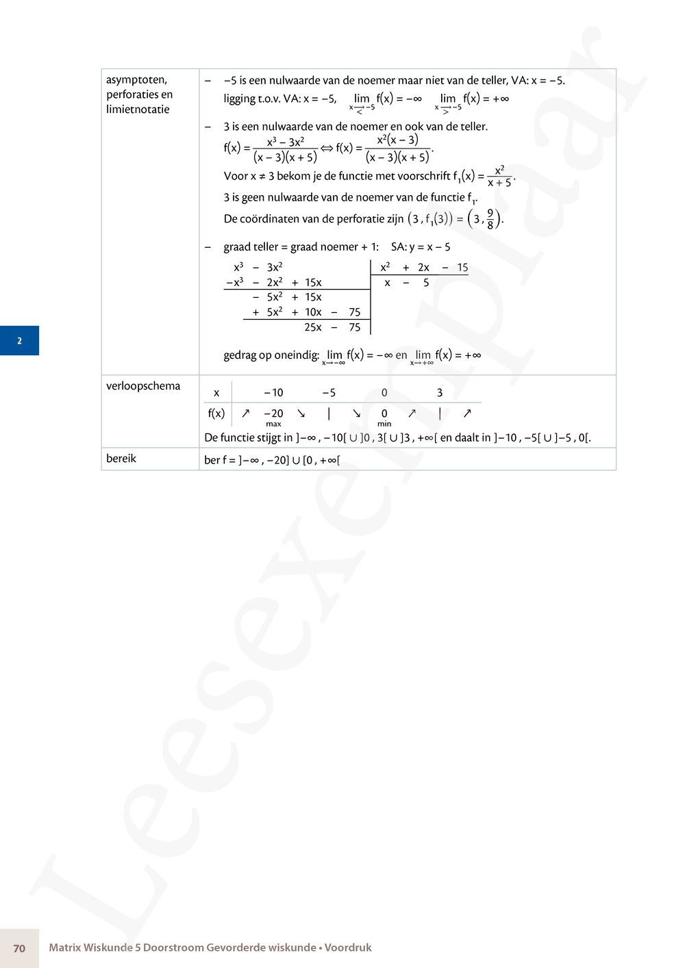 Matrix Wiskunde 5 Analyse deel 1: functieonderzoek Doorstroom ...