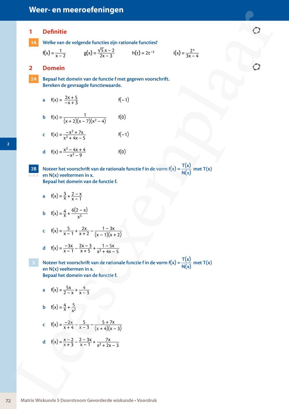 Matrix Wiskunde 5 Analyse deel 1: functieonderzoek Doorstroom ...